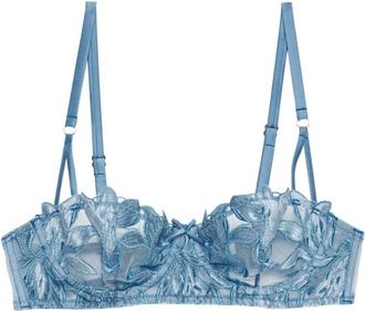 Fleur du Mal soutien-gorge Velvet Lily Embroidery - Bleu