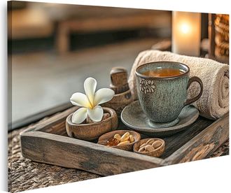 Islandburner Bild auf Leinwand Gem&uuml;tliches Tee und Entspannungsset mit Kerze Bilder Wandbilder Poster