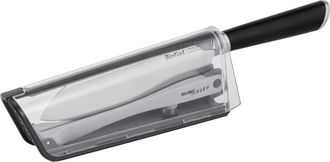 T-fal K25790 Eversharp Santokumesser + Messersch&auml;rfer integriertes Schleifsystem Allround-K&uuml;chenmesser, Schwarz, 16.5 cm