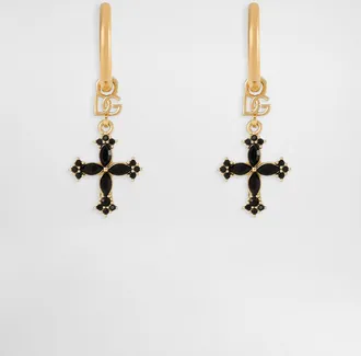Dolce & Gabbana Hoop Earrings With Crosses And Rhinestones - Frau Bijoux Gold Metall Onesize