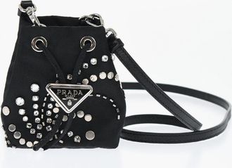 Prada Pouch aus Nylon mit Nieten und Strasssteinen Prada
