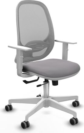 Piqueras y Crespo B&uuml;rostuhl, zylindrisch, mit wei&szlig;en Armlehnen, h&ouml;henverstellbare Lendenwirbelst&uuml;tze, ausgestattet mit Syncro/Traslack und Schneideschaum, Grau/Grau