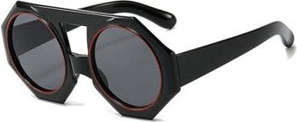 Generic Lunettes de soleil rondes surdimensionnées punk pour femmes de luxe vintage steampunk lunettes de soleil pour dames bonbons lunettes nuances, C1 noir-