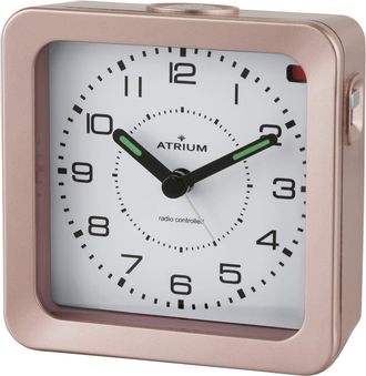Atrium Funkwecker Analog Quarz ohne Ticken mit Licht und Snooze Leuchtzeiger rosé A660-17