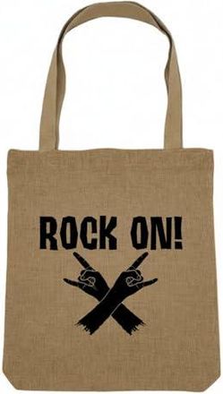 Fabulous Sac Shopping Tote Bag Aspect Lin - Rock On Musique Musicien Guitare Basse Metal - Sac de Courses Toile Epaisse 360g Beige Naturel Cabas Port&eacute; Epaule S