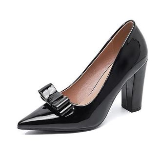Generic Escarpins &agrave; bout pointu pour femme - Couleur unie - Style d&eacute;contract&eacute; et polyvalent - Pour f&ecirc;te de bureau, Noir, 38.5 EU