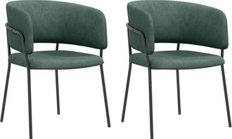 HOMCOM Lot de 2 chaises design piètement acier noir aspect velours vert