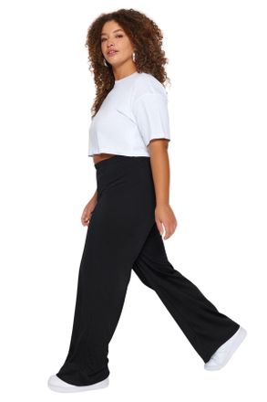 Trendyol Trendyol Womens Damen Gerade Regulär Hohe Taille Hosen in Plus Size Pants, Black, XX-Large Mehr