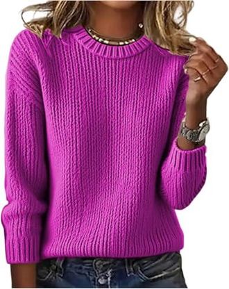 Generic Pull Femme Chic Et Elegant Col Roul&eacute; Oversize Fashion Pulls Sweaters Laine Hiver Taille Long Grande Haut Pulls, Gilets Et Sweats Femmes Vetement Rouge