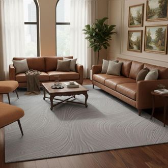 Vimoda Teppich Wohnzimmer Teppich Schlafzimmer, Flur, k&uuml;che Kurzflor Boho Design Unifarbe Hoch-Tief-Effekt Modern 3D Weich,Ma&szlig;e:&Oslash; 160 cm Rund;Farbe:L.Grey