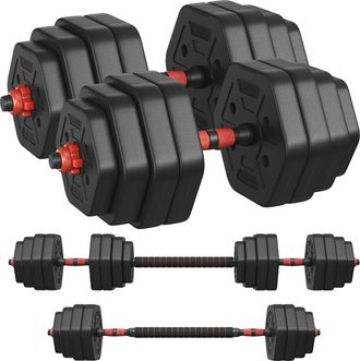 Songmics Hantelset, Hanteln mit Verbindungsstange, Hexagon, Kurzhantelset, 40 kg, f&uuml;r Workout, Fitnesstraining, Gewichtheben f&uuml;r Zuhause, Fitnessstudio, tinten