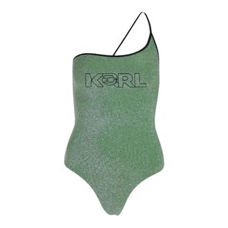 Karl Lagerfeld Ikonik Lurex Badeanzug - - Swimwear - Damen - Gr&uuml;n - L