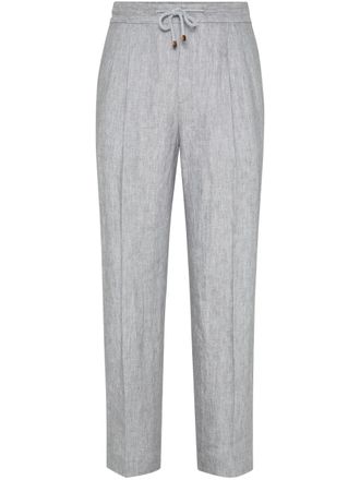 Brunello Cucinelli pantalon &agrave; lien de resserrage - Gris