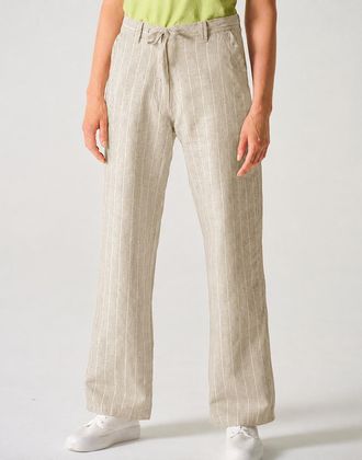 Hempage Hempage Damen vegan Hose Marlene Gestreift Thistle Beige