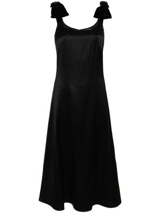 Chloé robe mi-longue en satin à détail de noeud - Noir