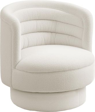 HOMCOM Sessel Wohnzimmer Drehbarer Relaxsessel mit Armlehnen, Loungesessel Lesesessel mit Sherpa-Optik, Polstersessel f&uuml;r Schlafzimmer Cremewei&szlig;