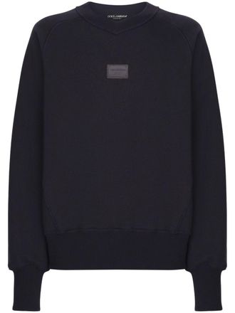 Dolce & Gabbana sweat en coton &agrave; plaque logo - Bleu