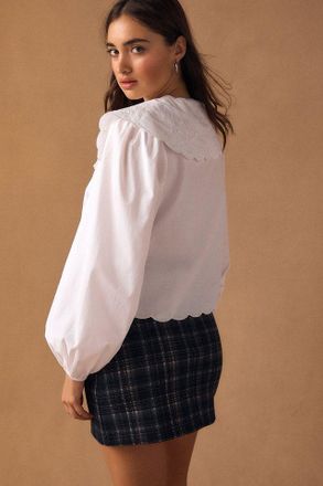 Next Langarmbluse Bluse mit Lochstickerei und auff&auml;lligem Kragen (1-tlg)
