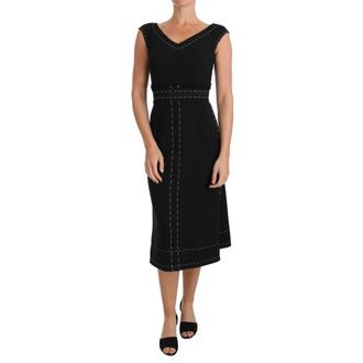 Dolce & Gabbana Robe Midi Aline Coutures Contrastantes - Femme - Robes - Noir - Taille: 34 FR