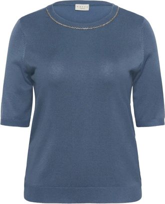 Kaffe Curve Femme, Pulls, Bleu, Taille: 42 FR Pull en Tricot Doux à Bering Sea