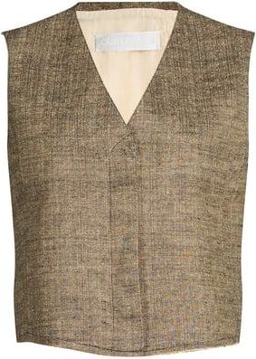 Our Legacy Gilet tailleur col V en lin m&eacute;lang&eacute;