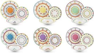 Excelsa Arles Service de vaisselle 18 pièces, porcelaine, multi-décors