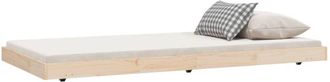 vidaXL Vidaxl - Cadre de lit simple 75x190 cm en bois de pin massif - Structure stable avec lattes en contreplaqu&eacute; - Roulettes pour un d&eacute;placement facile