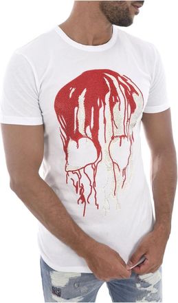 Goldenim Paris Homme, Tops, Blanc, Taille: XL Tee Shirt stretch strass&eacute; 1450