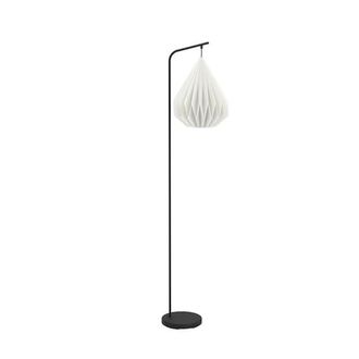 Eglo Stehlampe Minting, Lampe Wohnzimmer mit Origami Lampenschirm, Standleuchte aus Metall in Schwarz und Papier in Wei&szlig;, 158,5 cm