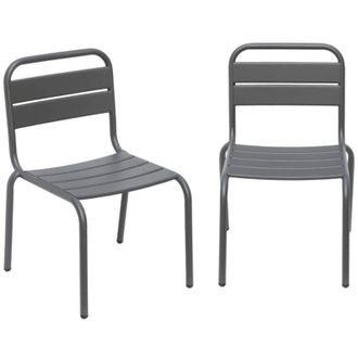 Sweeek Salon de jardin enfant. lot de 2 chaises en m&eacute;tal anthracite pour enfant