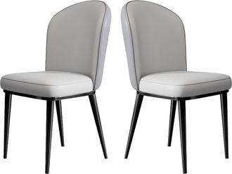 Generic 2er-Set Kratzfeste Esszimmerstühle Mit Metallbeinen, Gepolsterte Beistellstühle Im Mid-Century-Modern-Stil for Das Wohn-Esszimmer(Gray C+Black)