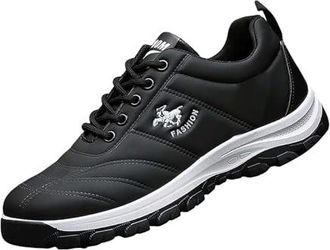 Generic Baskets de marche légères pour homme, baskets de course rembourrées avec semelle antidérapante, chaussures de sport à lacets en cuir synthétique pour 