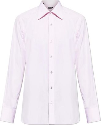 Tom Ford Homme, Chemises, Rose, Taille: L Poplin Slim Fit Shirt