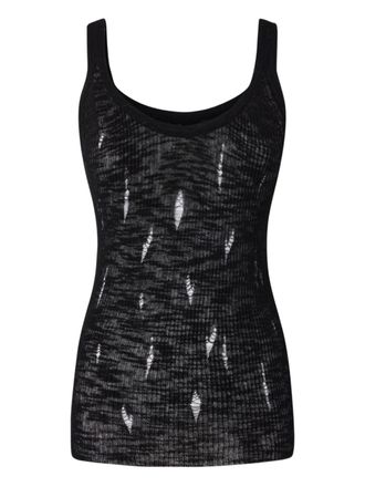 Pinko débardeur semi-transparent à encolure ronde - Noir