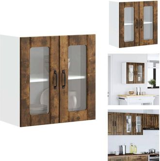 vidaXL Vidaxl - Armoire murale de cuisine avec porte en verre Lucca chêne fumé - Armoire Murale De Cuisine - Armoires Murales De Cuisine - Meuble Mural De