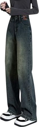 Generic Jean pour femme - Taille haute - Stretch - Imprim&eacute; - Coupe droite - Avec jambe droite - Confortable - &Eacute;l&eacute;gant - Couleur unie - Pantalon de loisirs bag