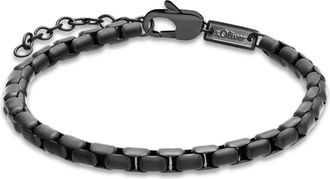 s.Oliver Herren Bracelet - Armband aus mattiertem Edelstahl - IP Schwarz - Venezianerkette verstellbar bis 22 cm - wasserfest & hautfreundlich