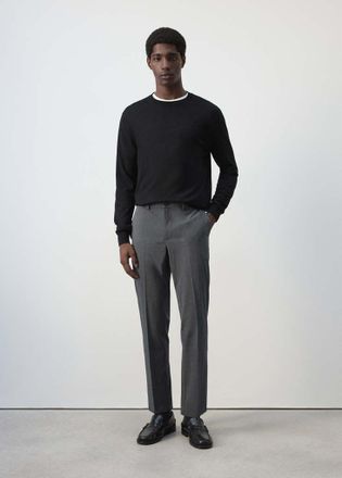 Mango Pantalon Bologna cropped slim-fit gris chin&eacute; moyen - Homme - 38 - MANGO MAN