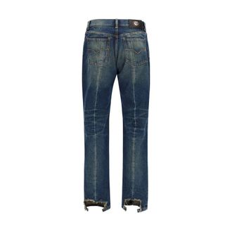 Versace Mens Blue Cotton Straight-Leg Jeans Clothing