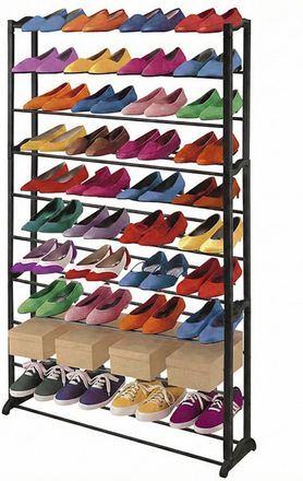 Mendler Schuhregal Schuhablage, Kunststoff, Metall Querstreben, f&uuml;r 40 Paar Schuhe - schwarz