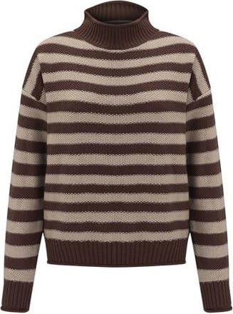 Generic Pull pour femme surdimensionn&eacute; &agrave; rayures tricot&eacute;es &agrave; manches longues tendance baggy col roul&eacute; pull ray&eacute; pull confortable doux &eacute;pais tunique haut pour 