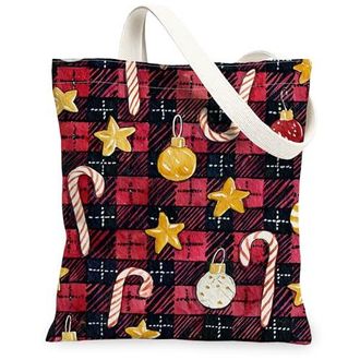 Generic Sacs fourre-tout festifs en toile, motif &eacute;toile fantaisie et ornement, sacs d&eacute;picerie r&eacute;utilisables, l&eacute;gers, lavables et respectueux de lenvironnement