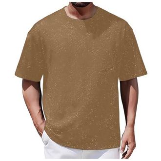 Generic T-shirt europ&eacute;en pour homme avec motif ciel &eacute;toil&eacute; scintillant pour homme, d&eacute;contract&eacute;, tendance, confortable, col rond, manches courtes, marron, 4XL