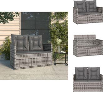 vidaXL Gartenbank mit Kissen Grau 105 cm Poly Rattan - Gartenbank - Outdoor M&ouml;bel - Rattan Gartenm&ouml;bel - Balkonm&ouml;bel - Esszimmergarnitur