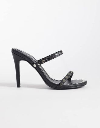 KAIIA Exclusive - Sandaletten in Schwarz und Silber mit Nietenbesatz-Mehrfarbig