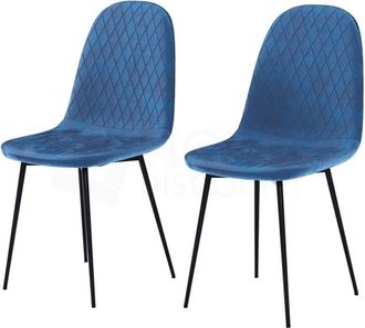 Home Discount Home Discount - Luton Esszimmerstühle, 2er-Set, Küchen-Thekenstühle mit Rückenlehne & Gepolstertem Sitz, Blau