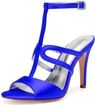 Generic Chaussure De Mari&eacute;e Femmes Talons Hauts &Eacute;l&eacute;gante Stylet Talons Sandales Heels Chaussure Mariage Dress F&ecirc;te 10.5Cm,Bleu,38 EU