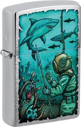 Zippo Sturmfeuerzeug - Nautical, Chrome Brushed, Color Image - Nachfüllbar - Wiederverwendbar - Windfestes Design - Geschenkbox - Made in USA