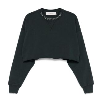 Golden Goose Femme, Sweatshirts et sweats &agrave; capuche, Noir, Taille: 38 FR Embellished Cropped SweaT-shirt