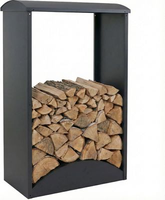 Mendler Brennholzlager HWC-P77, Kamin-/Feuerholzregal Holzlager Holzunterstand Outdoor Metall 160x98x50cm - anthrazit